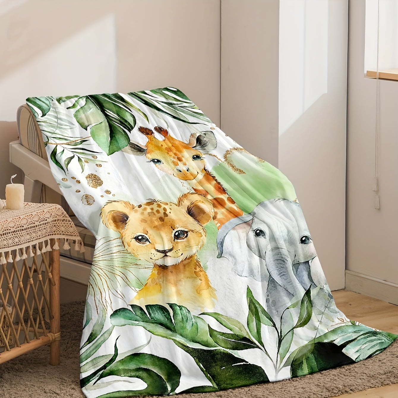 Contemporary Animal Theme Flannel Bed Blanket - Reversible All-Season ...