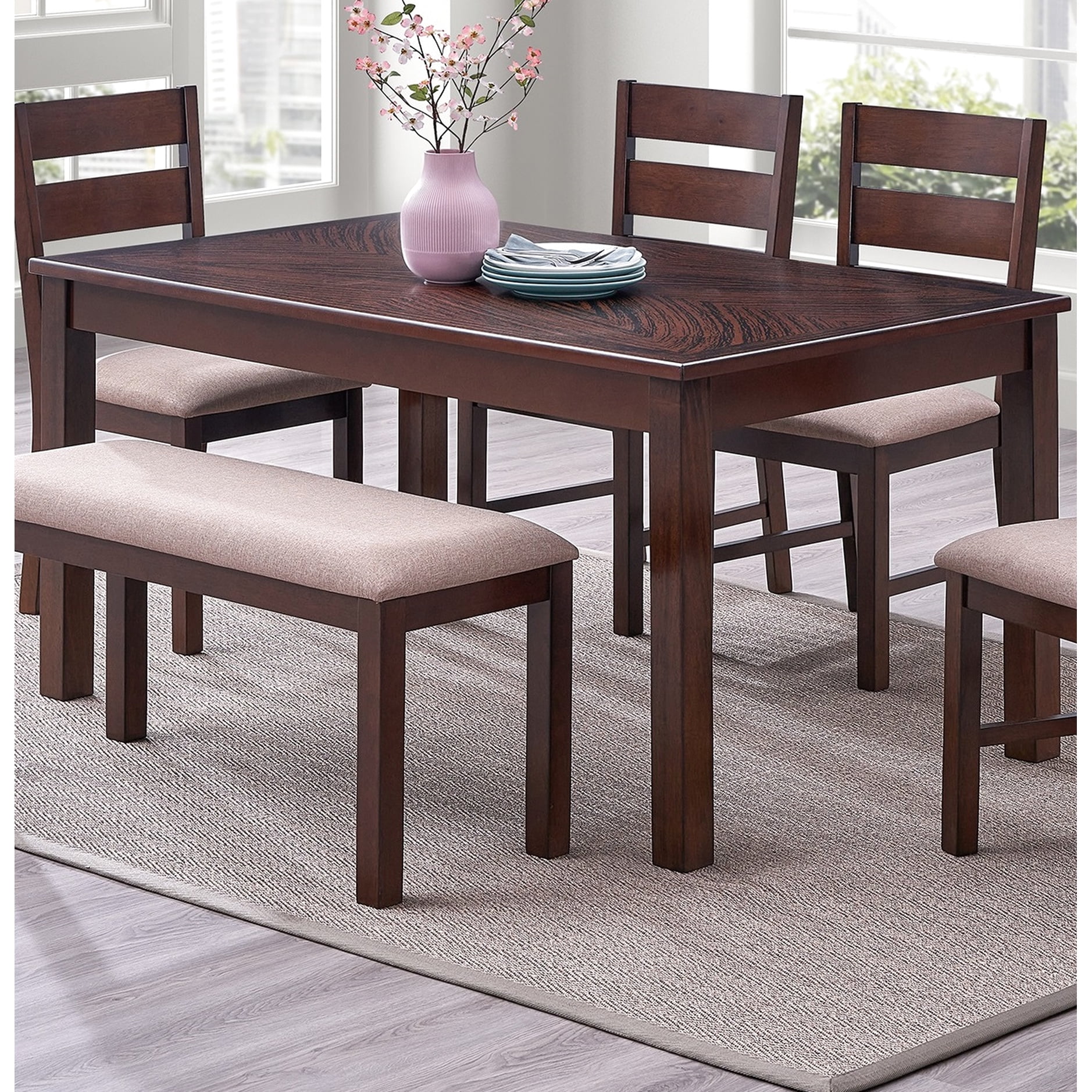 Contemporary Antique Cherry Table For Dining - Solid Wood Rectangular ...