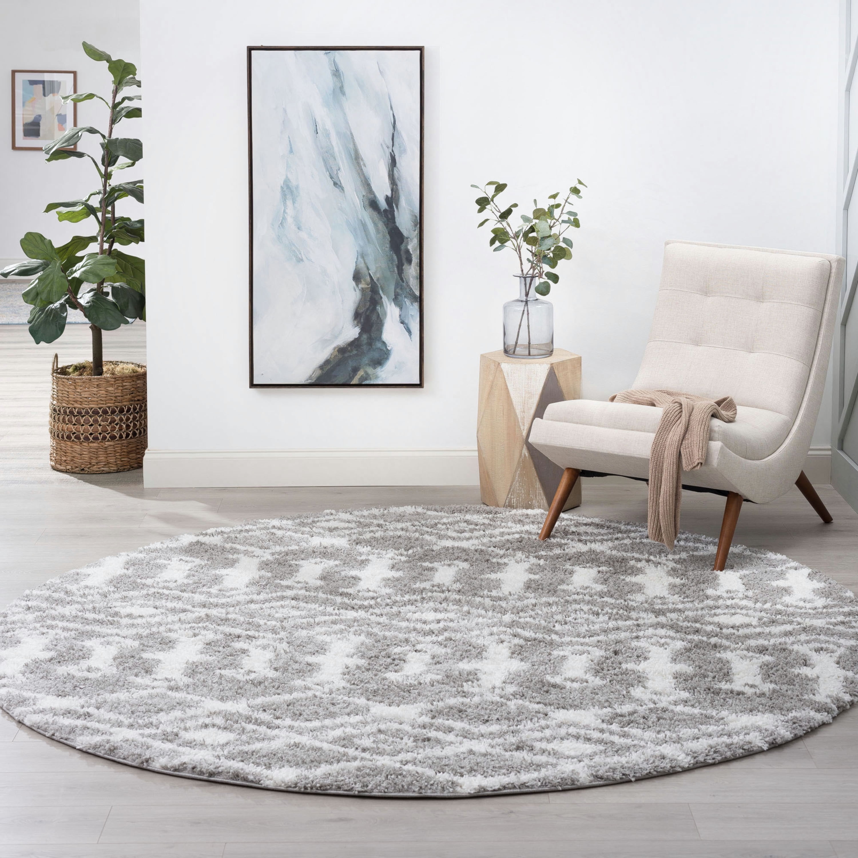 Bliss Rugs Shag Contemporary Geometric Round Rug - Walmart.com