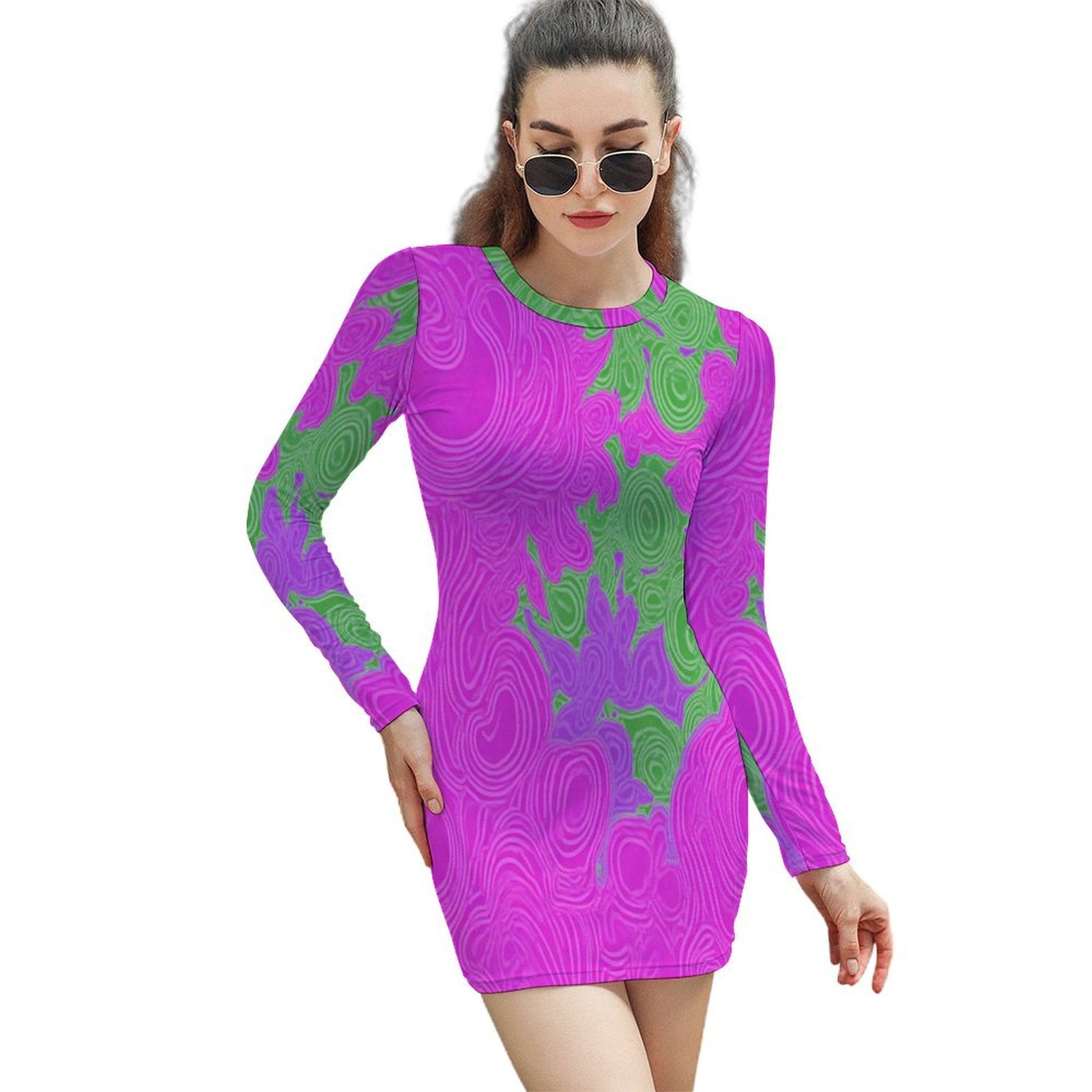 Contemporary Art Abstract With Geometric Women's Long Sleeve Bodycon ...