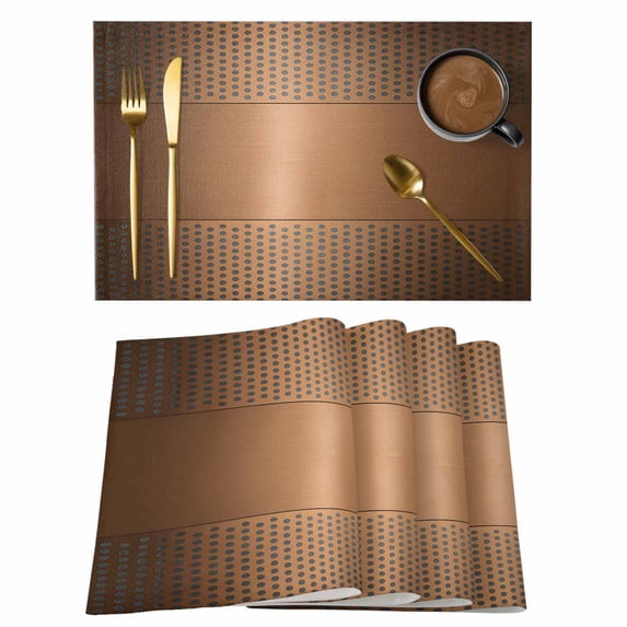 Contemporary Art Cotton Linen Placemats Set of 6, Brown Glossy Metal ...