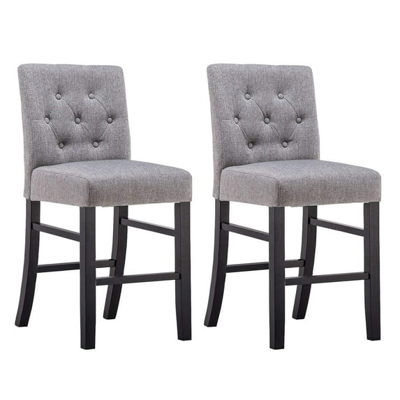 Contemporary Bar Stools Set of 2 or 4, Upholstered Back Fabric with ...
