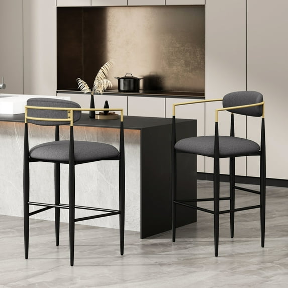 Contemporary Barstool Set of 2 | Sturdy Iron Construction | Elegant ...