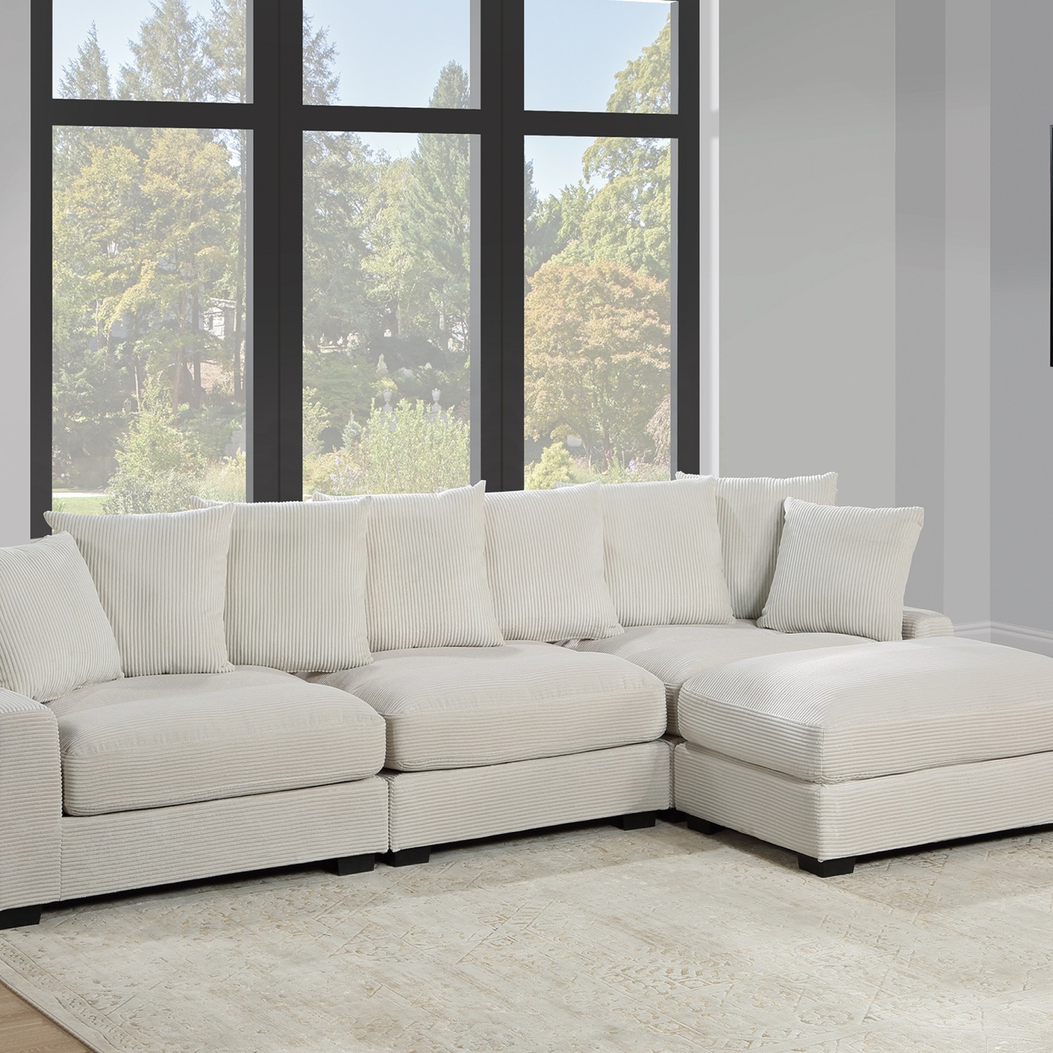 Contemporary Beige Color 4pc Modular Sectional Set Corduroy Couch LAF ...