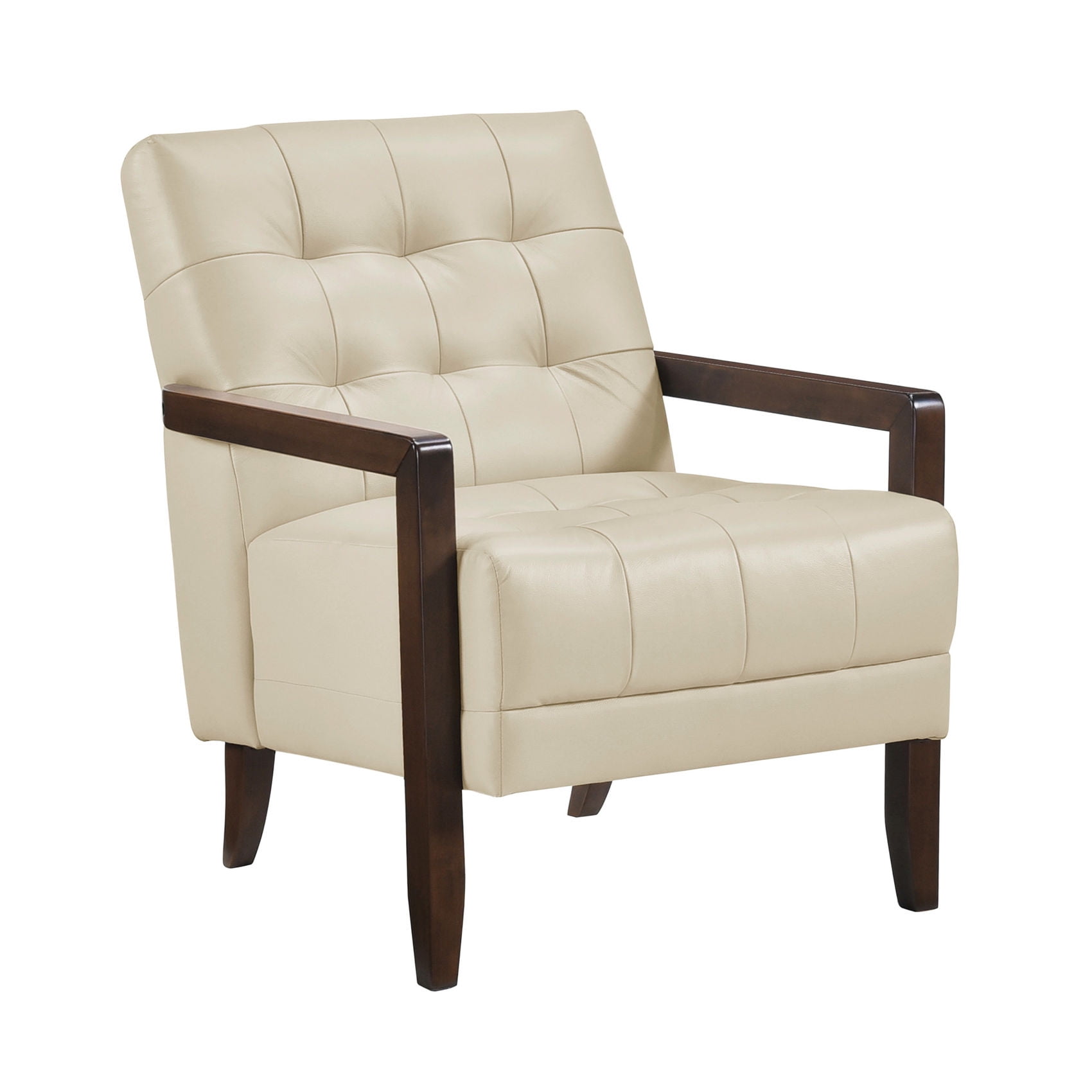 Contemporary Beige Leather Chair with Tufted Design | Pocket Coils ...