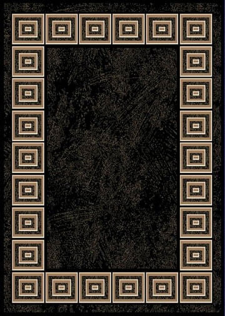 Contemporary Black Bordered Greek Key Area Rug - Actual 1' 7" x 2' 9 ...