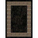 Contemporary Black Bordered Greek Key Area Rug - Actual 1' 7" x 2' 9 ...