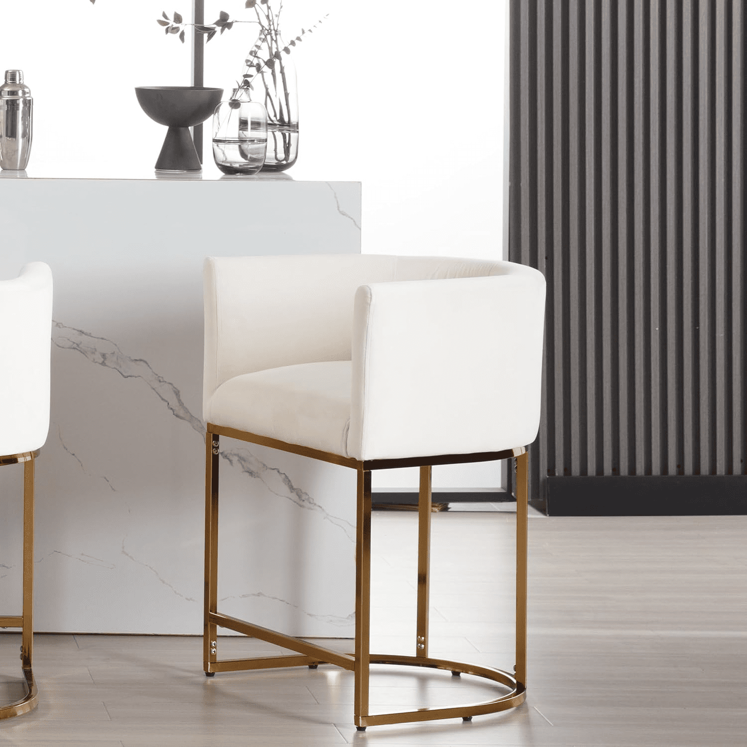 Contemporary Black Velvet Bar Stool 24" Upholstered Fabric Counter ...