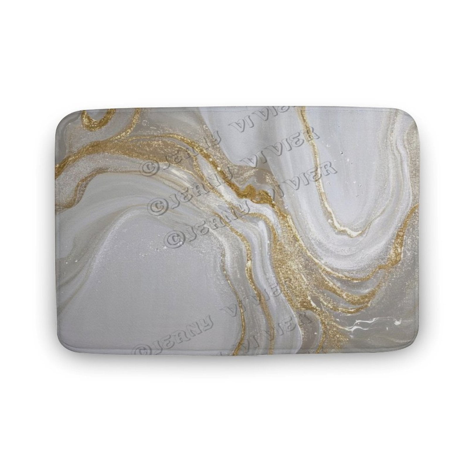 Contemporary Black and Gold Marble Bathroom Rug - 16x24 Inches, Easy to ...