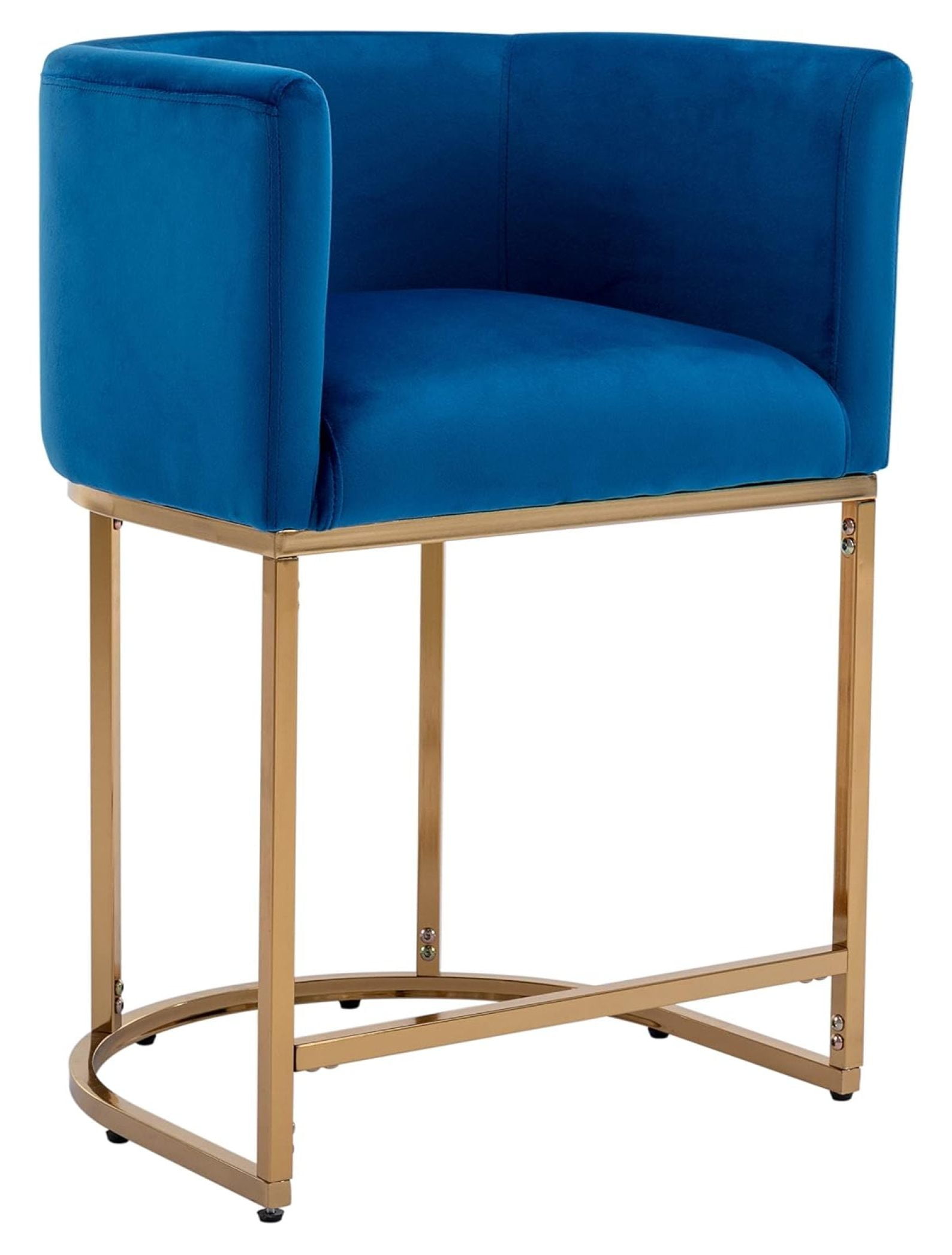 Contemporary Blue Velvet Bar Stool, 24" Upholstered Fabric Counter ...