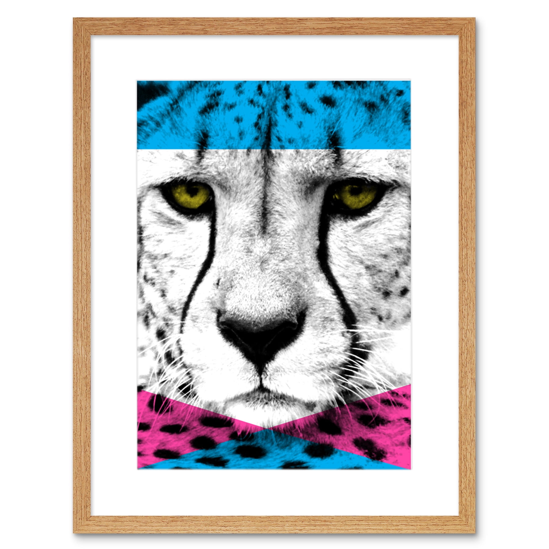 Contemporary Bold CMYK Cheetah Art Print Black Framed Poster Wall Decor ...