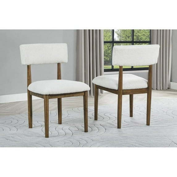 Contemporary Boucle Upholstered Dining Chairs (Set of 2) Solid Wood ...