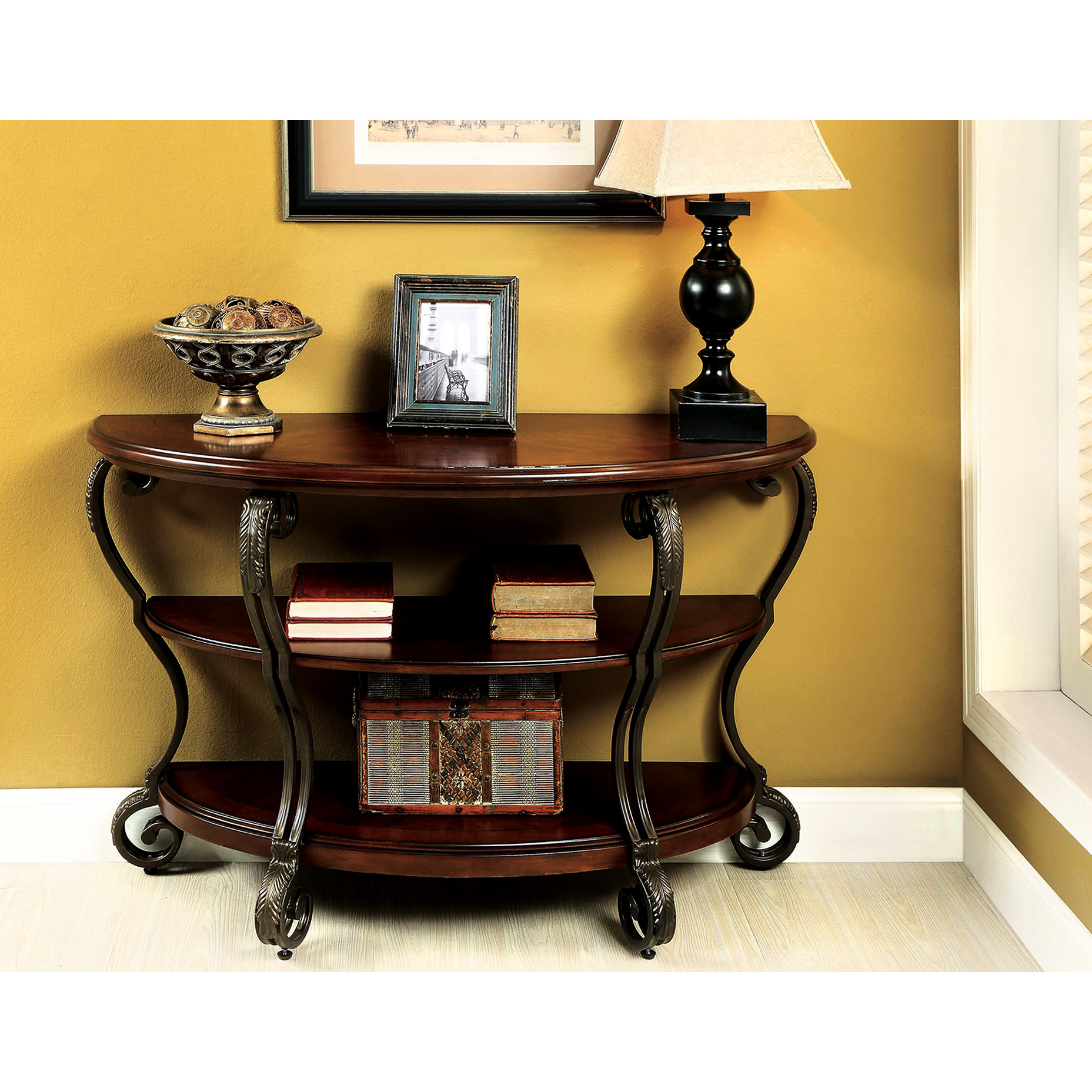Contemporary Brown Cherry Coffee Table With Open Bottom Shelf And ...
