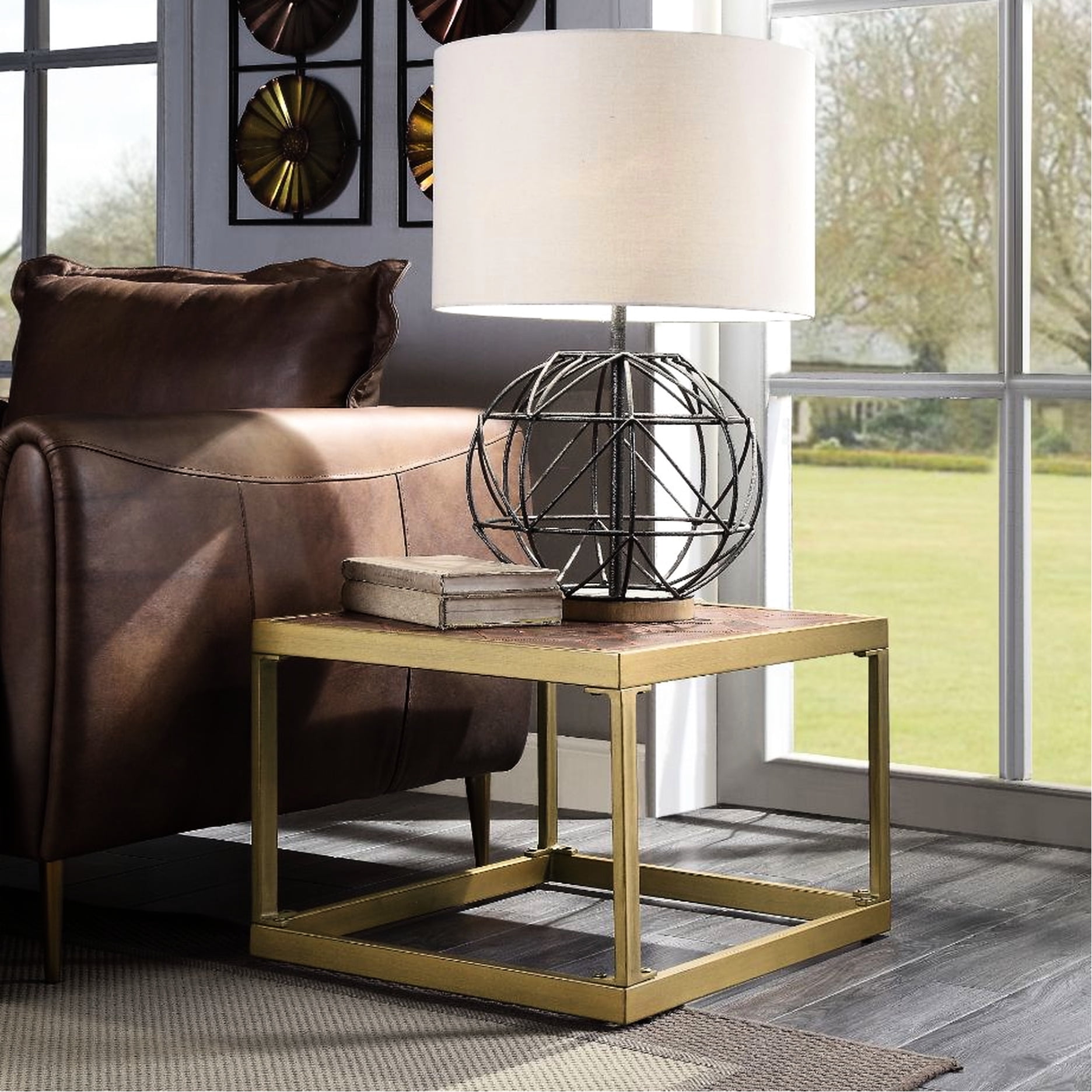 Contemporary Brown Living Room End Table - Rectangular, Top Grain ...