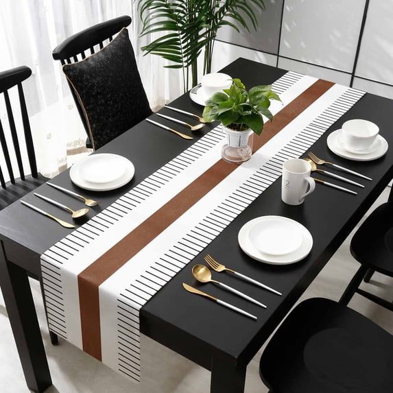 Contemporary Brown Table Runner 108 Inches Long, Modern Art Boho ...