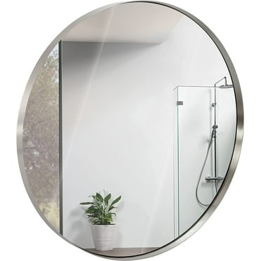 Hamilton Hills Contemporary Thin Natural Wood Edge Circular Wall Mirror ...