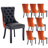 Contemporary Button Tufted Dining Chairs, High-end PU and Velvet ...
