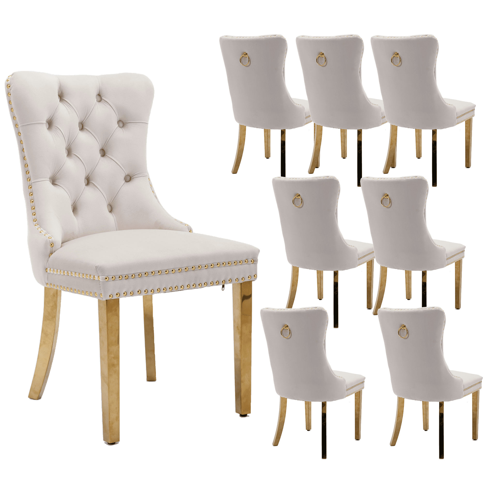 Contemporary Button Tufted Dining Chairs, High-end Velvet Upholstered ...