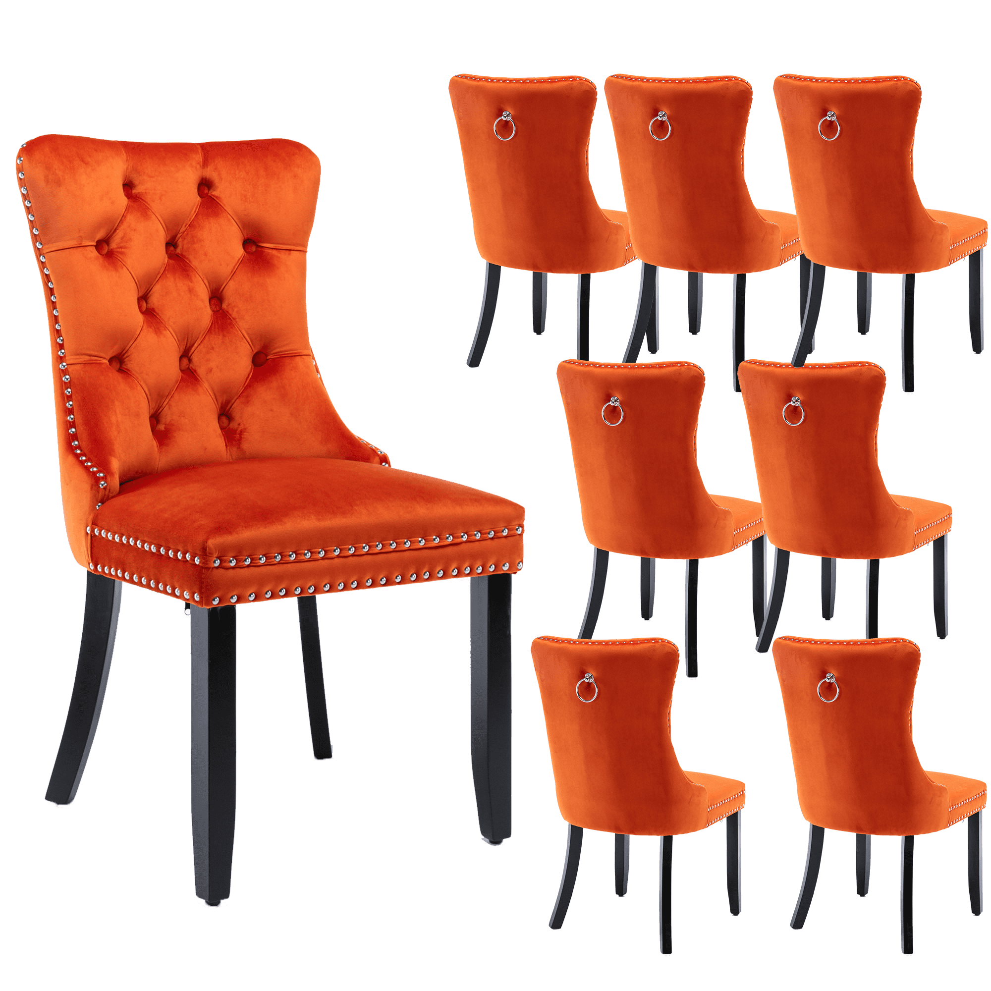 Contemporary Button Tufted Dining Chairs, High-end Velvet Upholstered ...