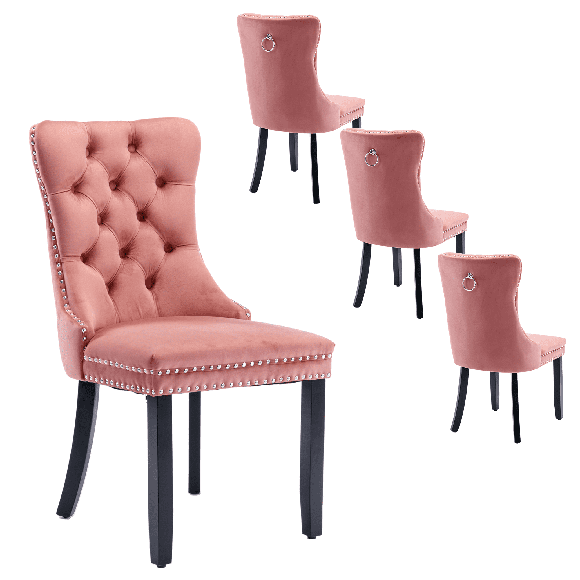 Contemporary Button Tufted Dining Chairs, High-end Velvet Upholstered ...