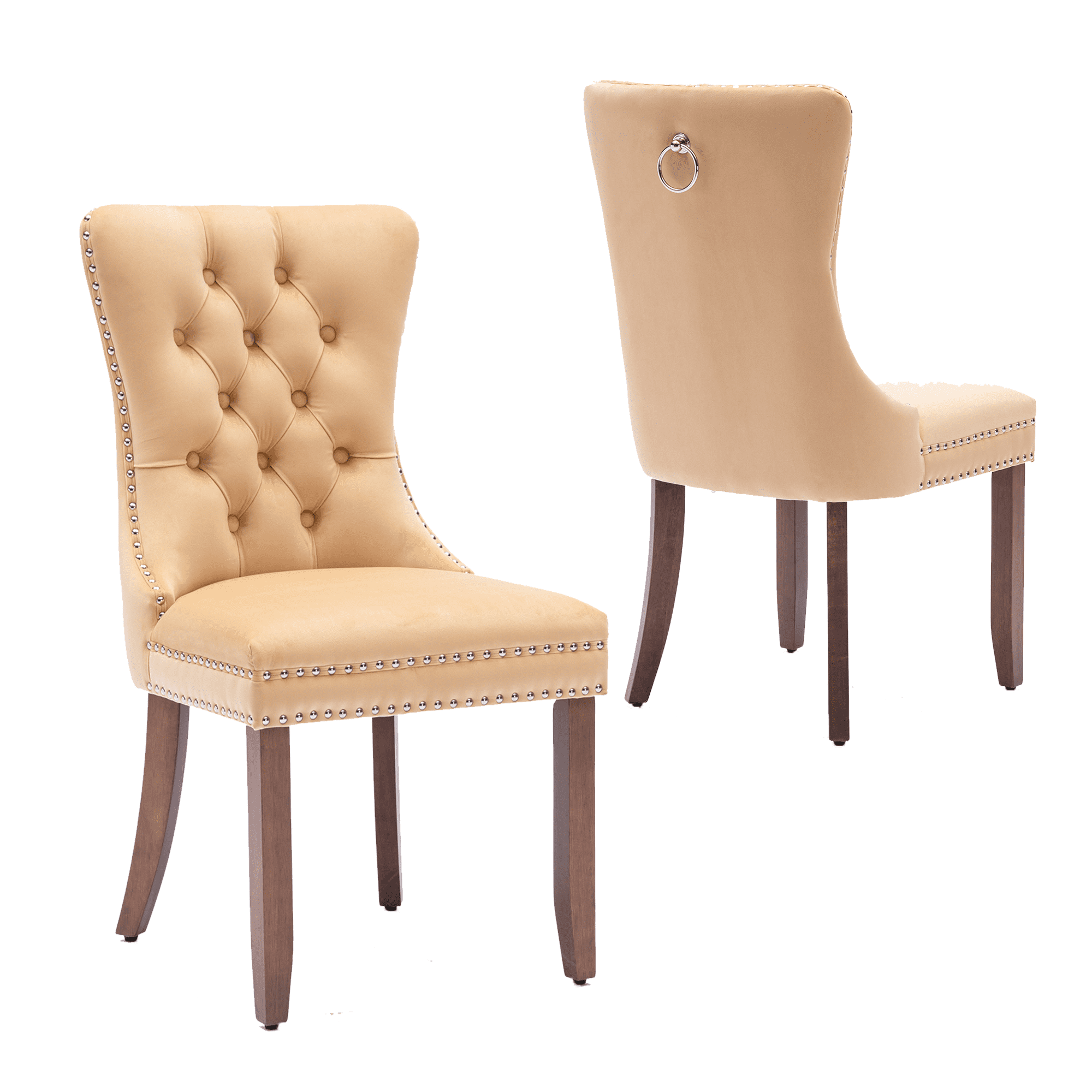 Contemporary Button Tufted Dining Chairs, High-end Velvet Upholstered ...