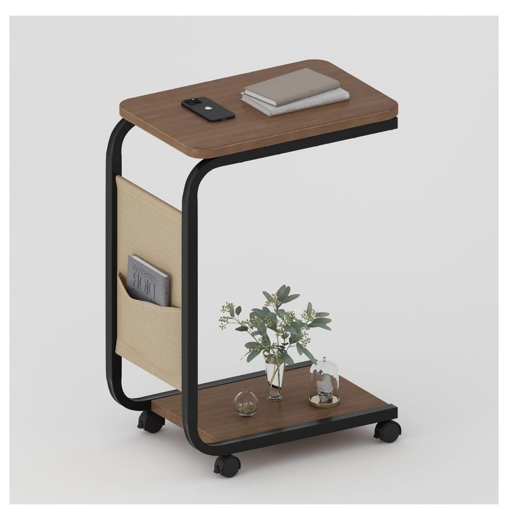 Contemporary C-Shaped End Table – Sleek & Multi-Use Table, Robust Frame ...