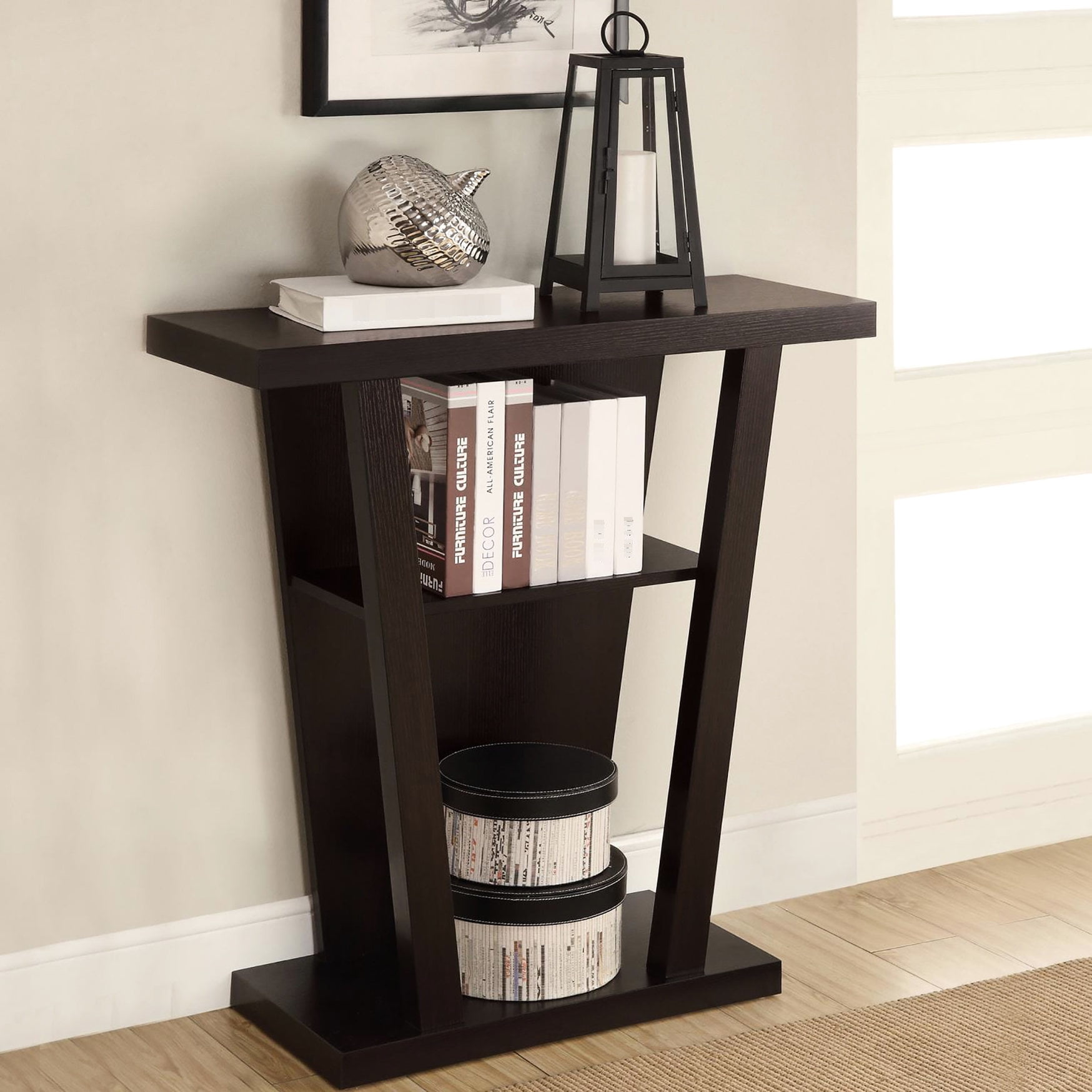 Contemporary Cappuccino Console Table / For Transitional Rooms ...