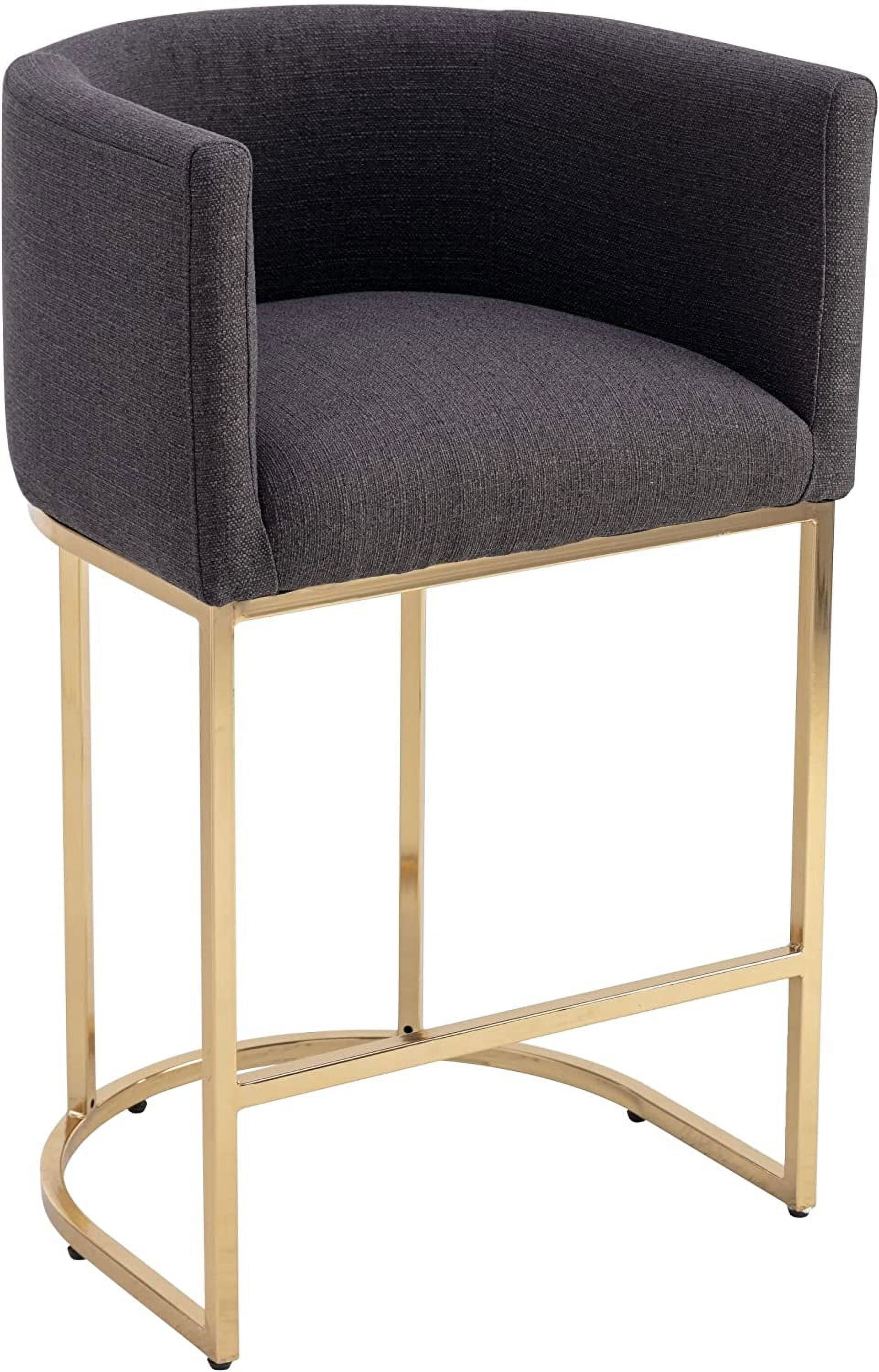 Contemporary Charcoal Linen Bar Stool 24" Upholstered Fabric Counter ...