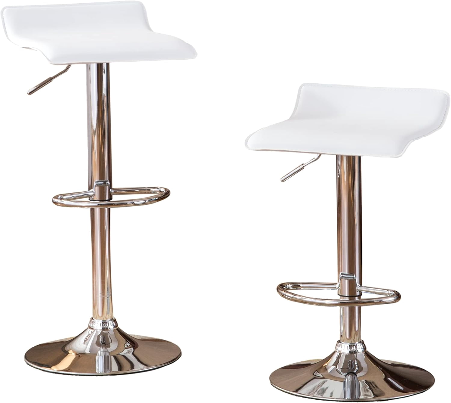 Contemporary Chrome Air Lift Adjustable Swivel Stools with White Seat ...