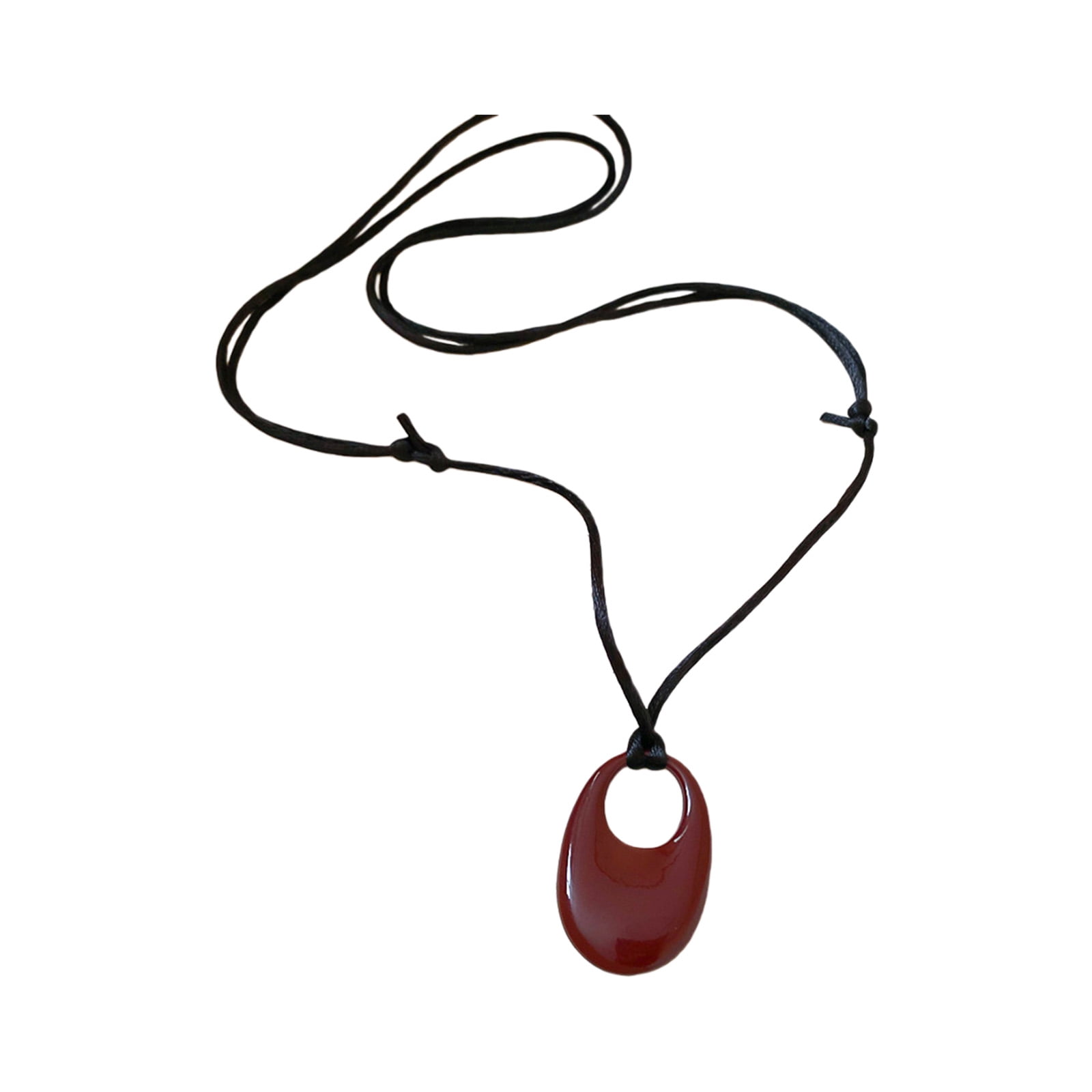 Contemporary Circles Pendant Necklace With Adjustable Leather Strap ...