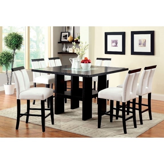 Contemporary Classic 7pc Counter Height Table w LED 6 High Chairs ...