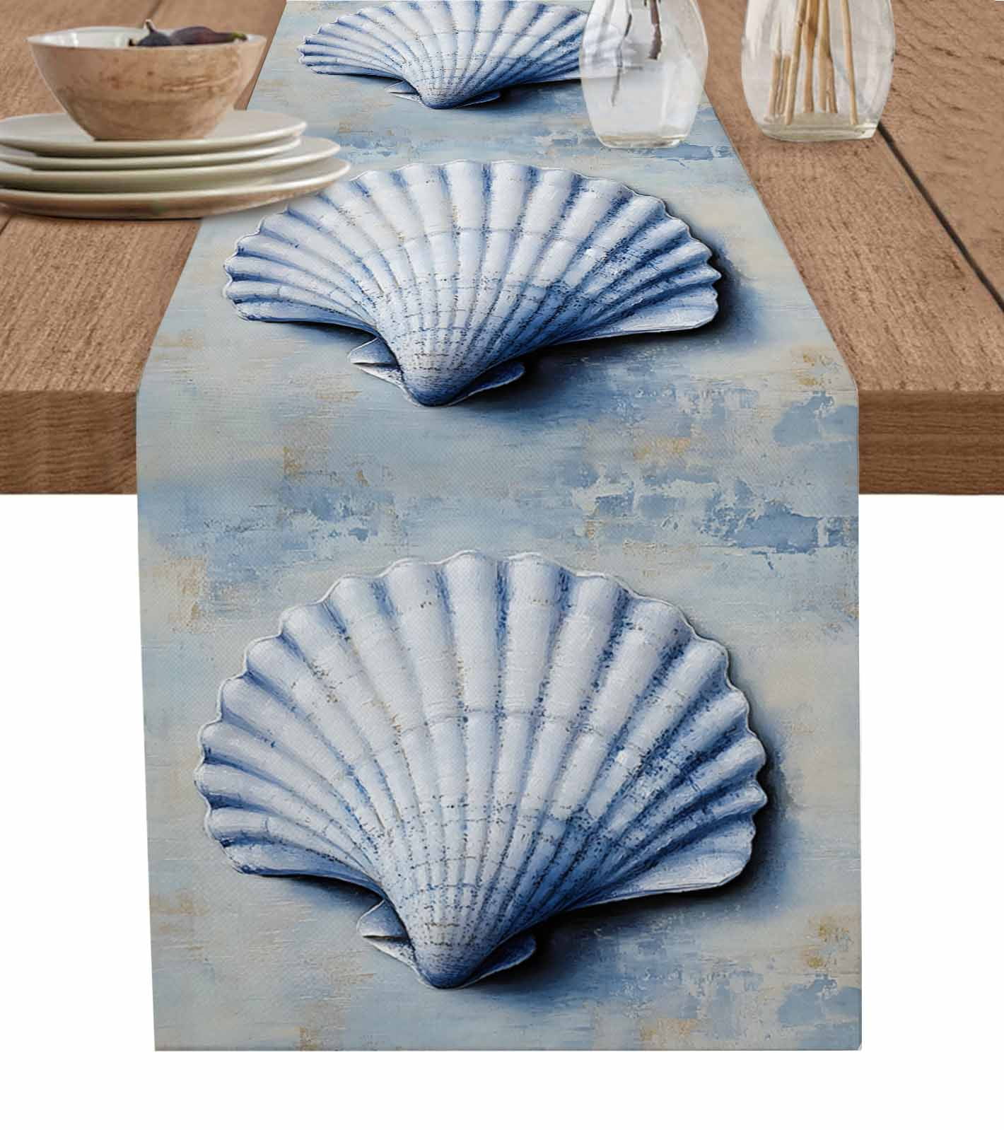 Contemporary Coastal Burlap Cotton Table Runner 13x48 Inches Long ...