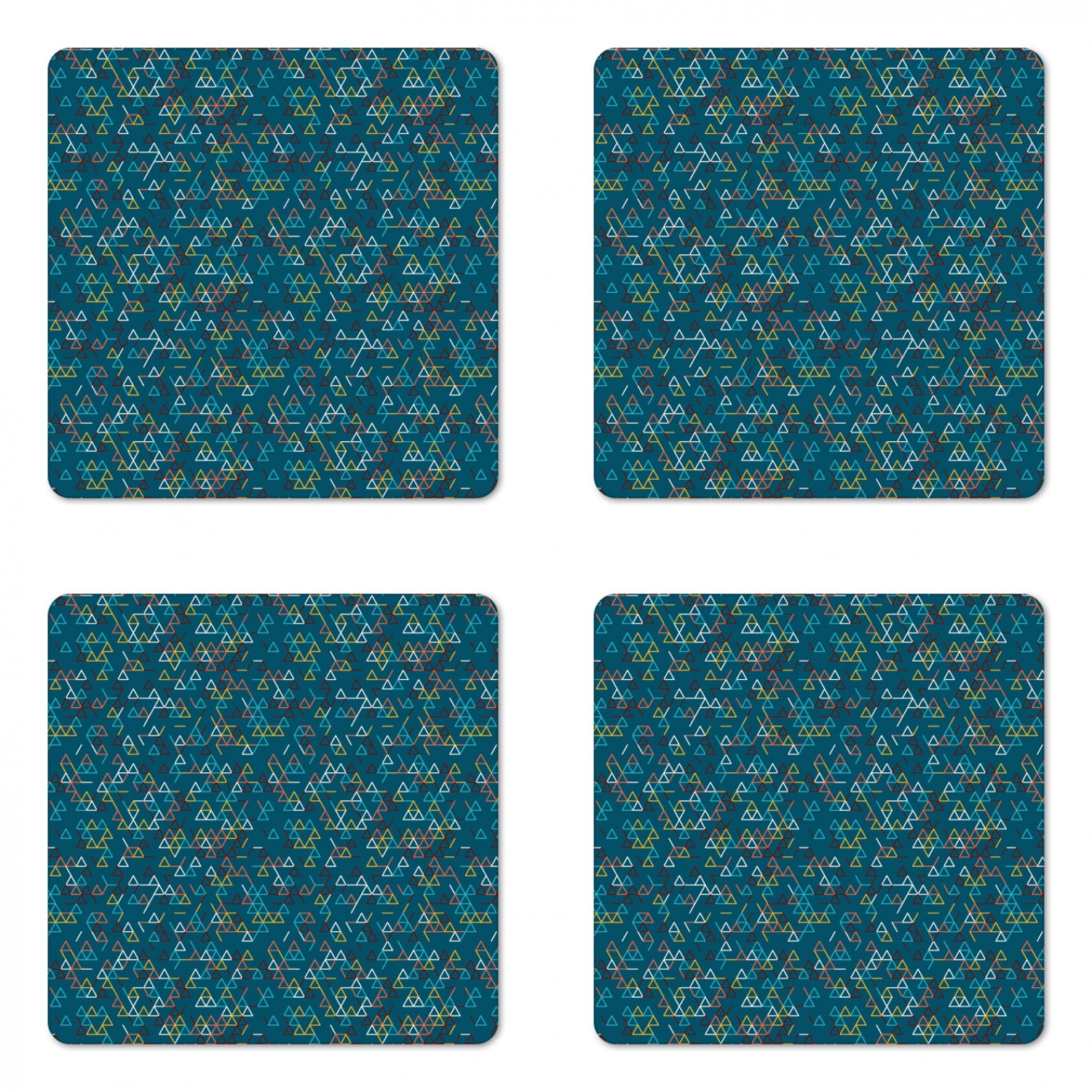 Contemporary Coaster Set of 4, Colorful Triangles Patterns in ...