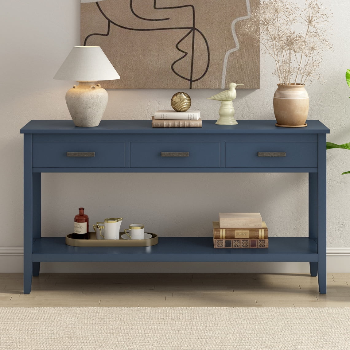 Contemporary Console Table with 3 Drawers and 1 Shelf,Wooden Sideboard ...