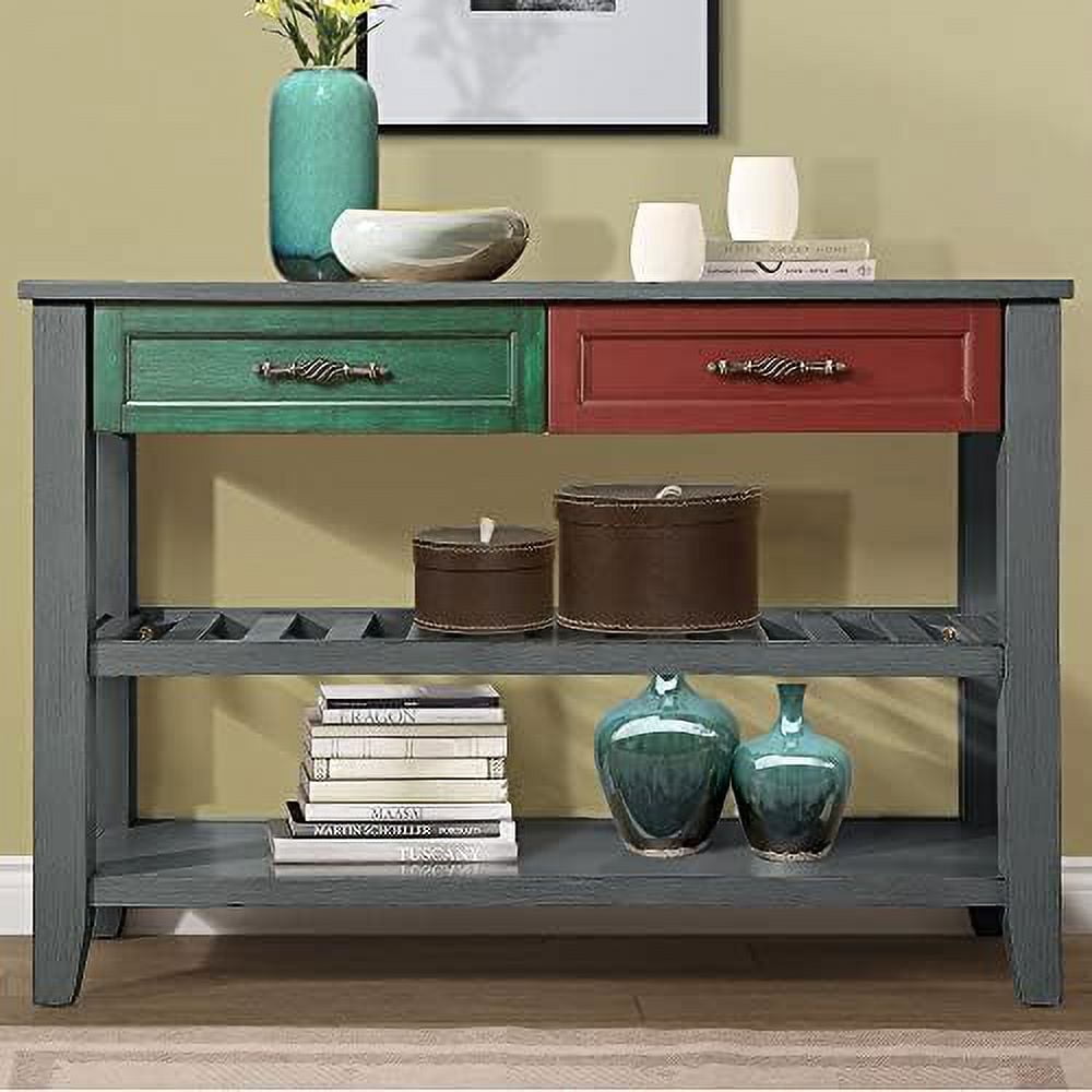 Contemporary Console Table with Industrial-Inspired Concrete Wood Top ...