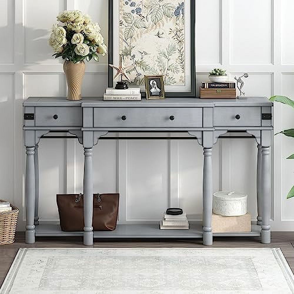Contemporary Console Table with Industrial-Inspired Concrete Wood Top ...