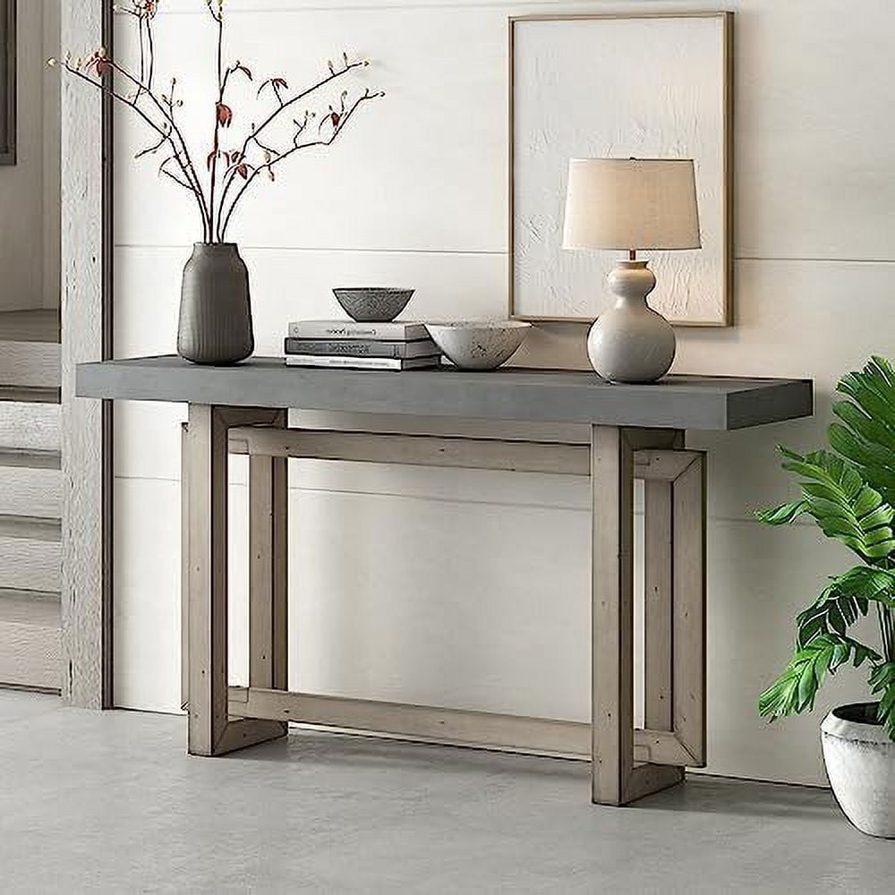 Contemporary Console Table with Industrial-Inspired Concrete Wood Top ...