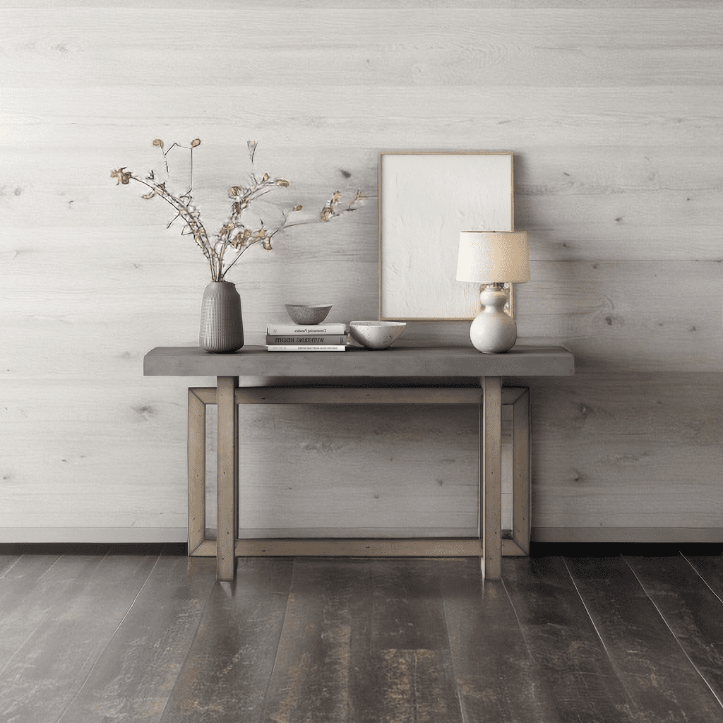 Contemporary Console Table with Industrial-Inspired Concrete Wood Top ...