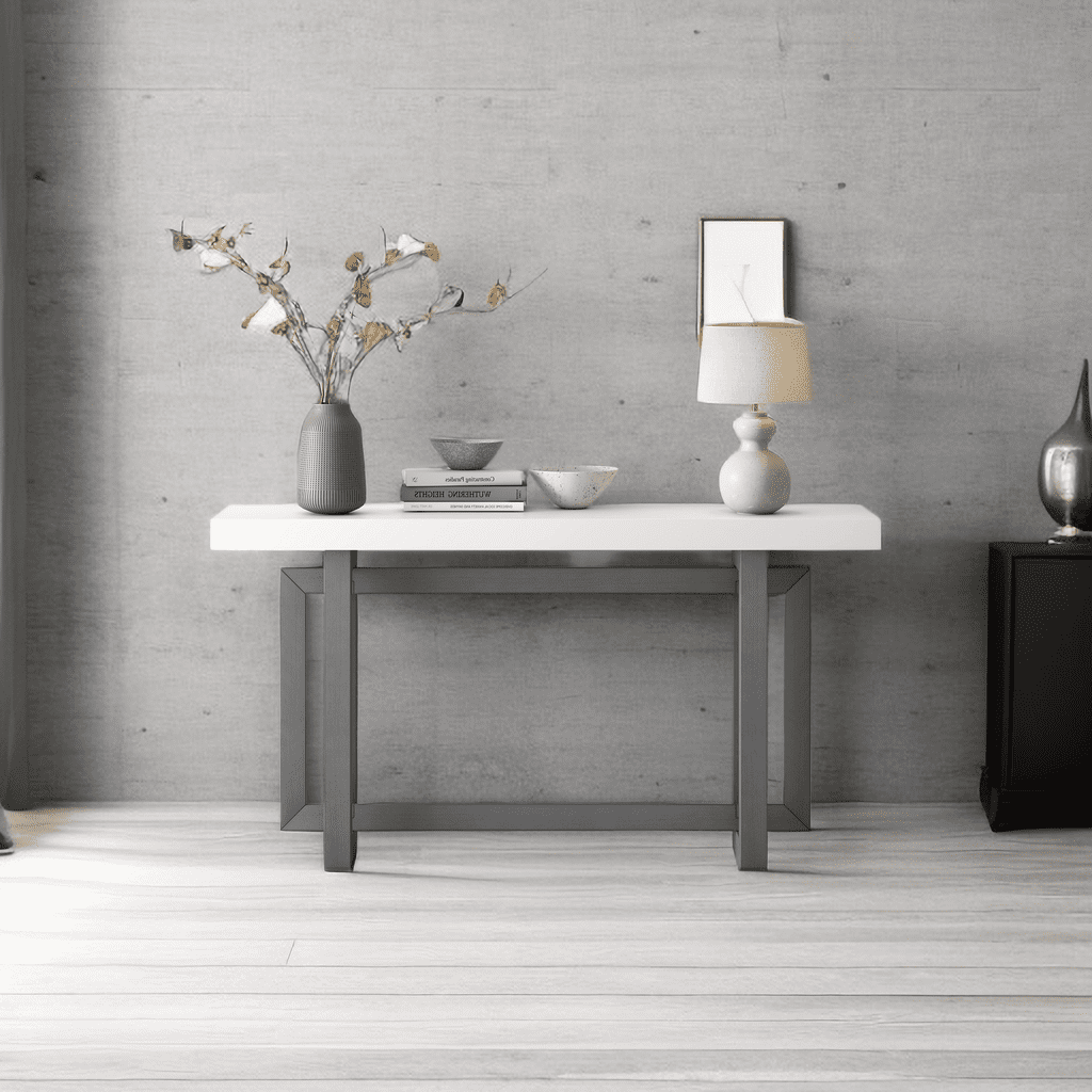 Contemporary Console Table with Industrial-Inspired Concrete Wood Top ...