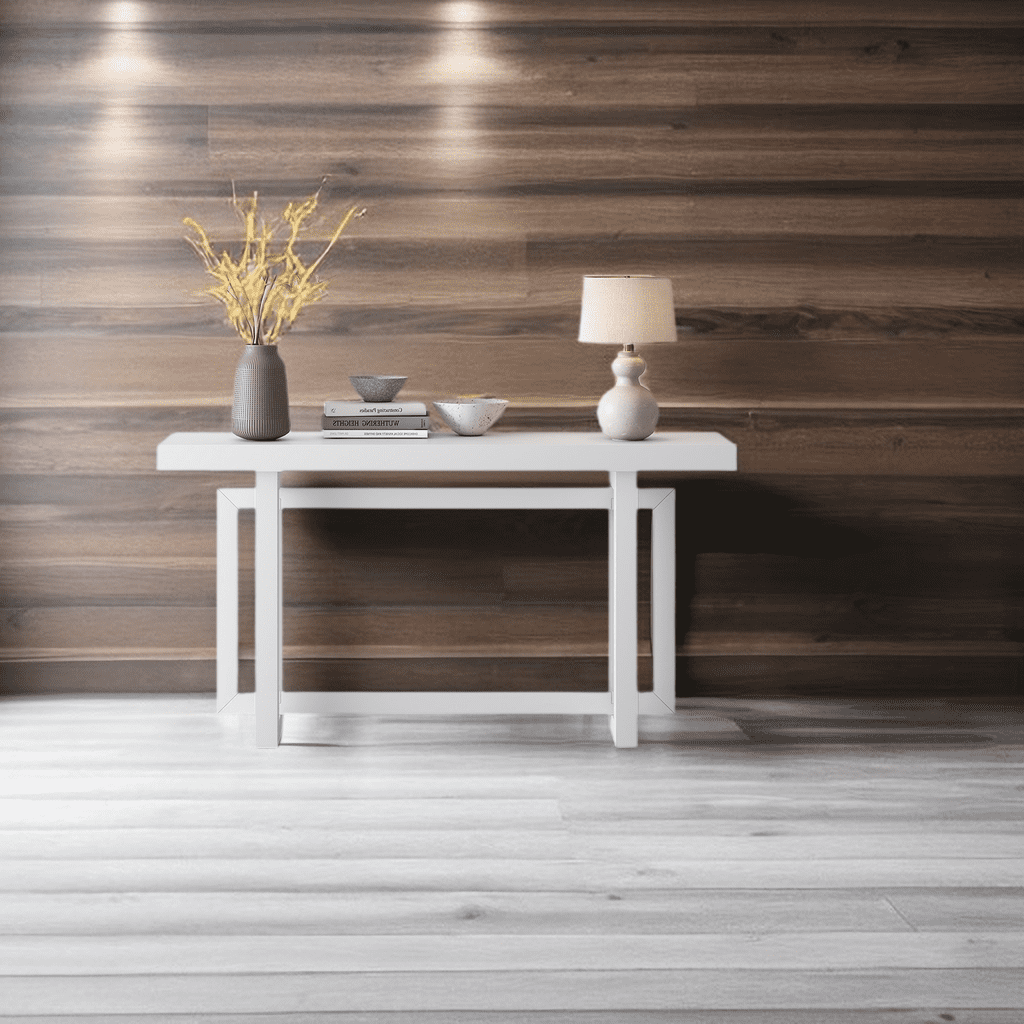 Contemporary Console Table with Industrial-Inspired Concrete Wood Top ...