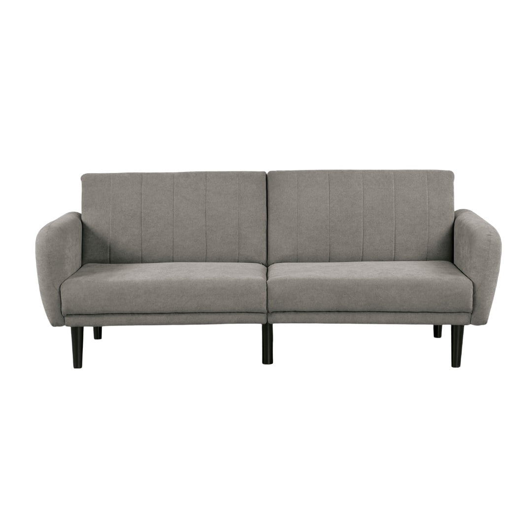 Contemporary Converts to Bed Gray 1pc Futon Sofa Channeled Tufted Back ...