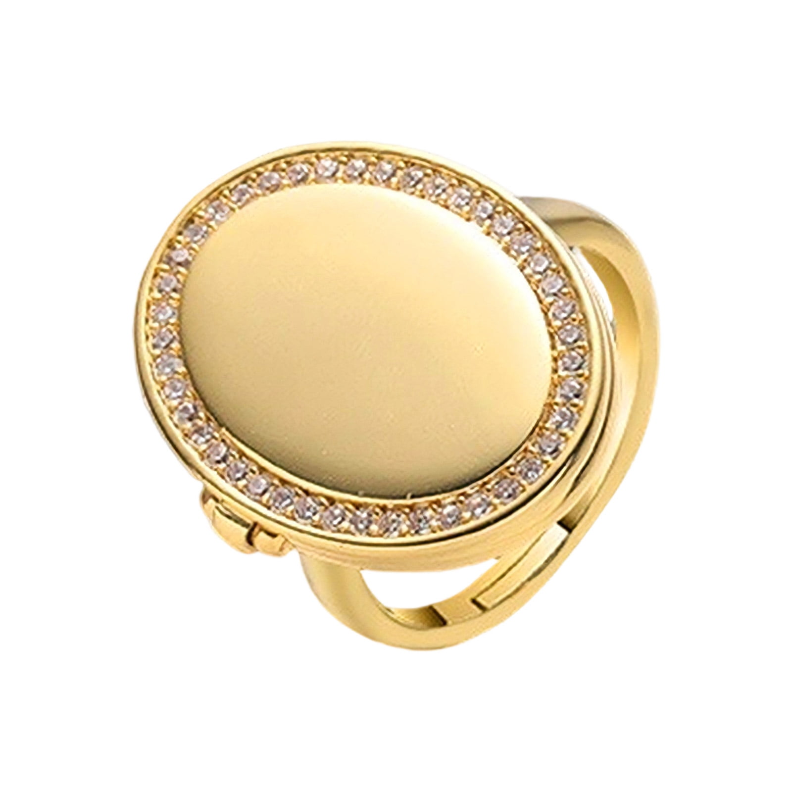 Contemporary Copper Locket Rings Geometric Oval Handmade Photo Box ...