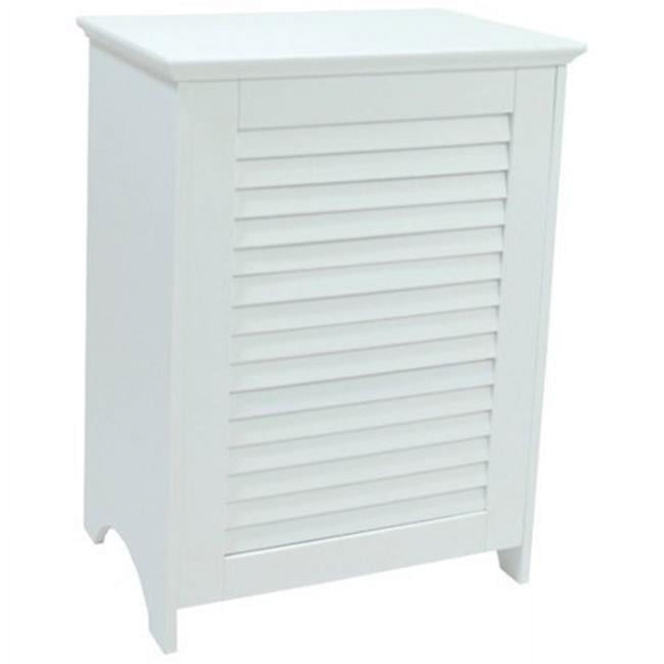 Contemporary Country White Louvered Front Hamper - Bathroom Laundry ...