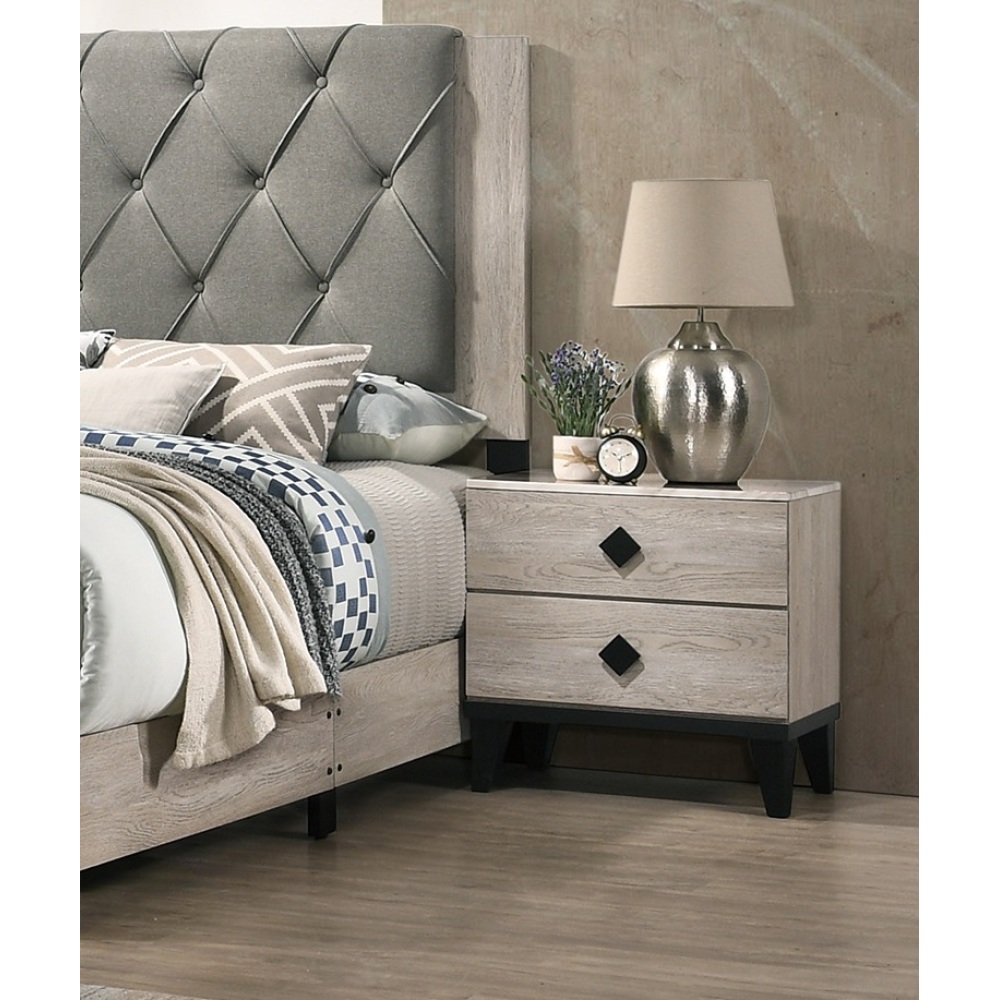 Contemporary Cream Color Nightstand with Drawers - A Chic Bedside Table ...