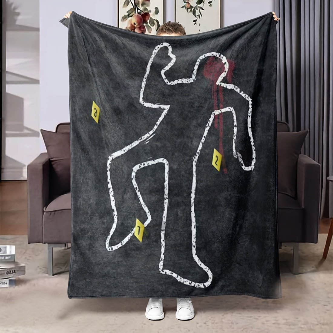 Contemporary Crime Scene Silhouette Flannel Throw Blanket - Soft Cozy ...