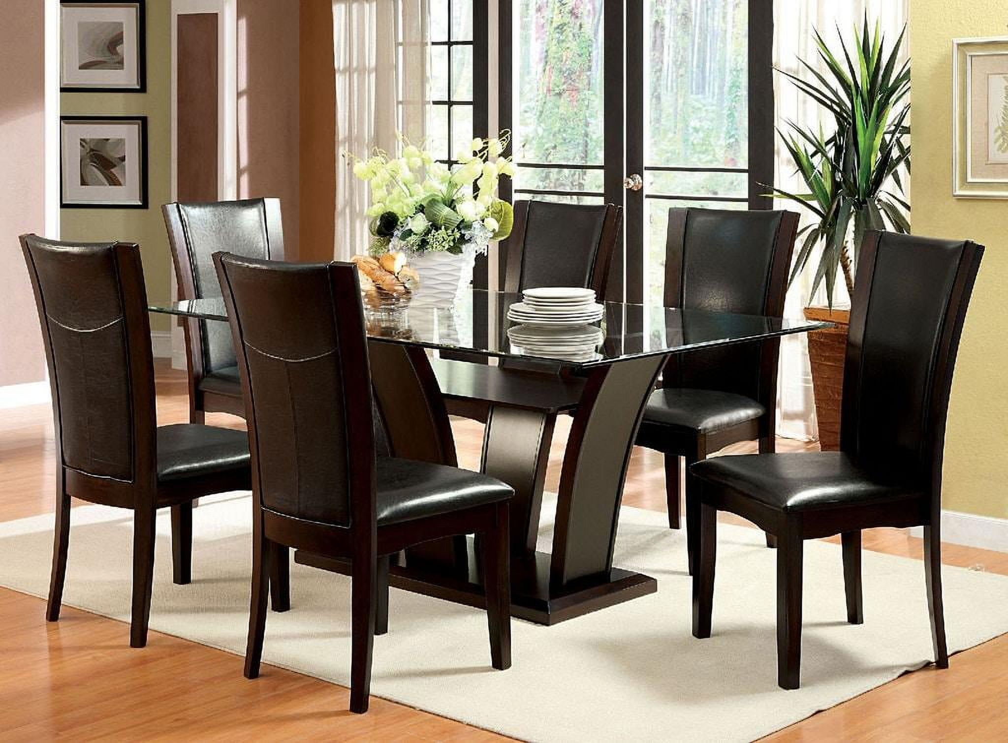 Contemporary Dark Cherry & Brown Dining Room Set 7pcs FOA Manhattan ...