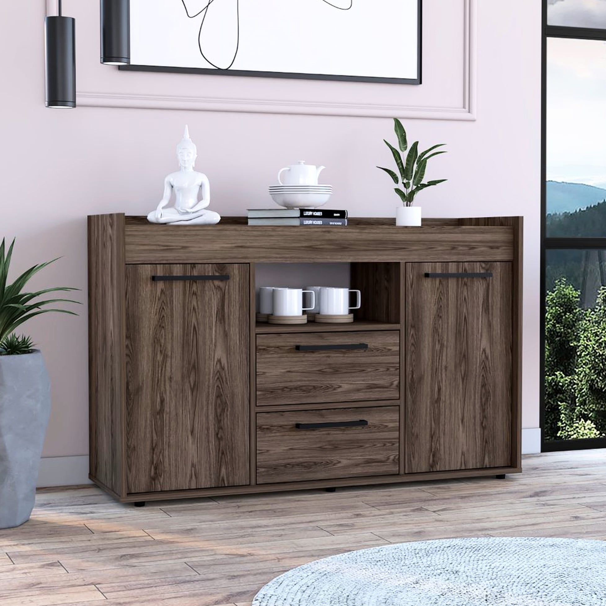 Contemporary Dark Walnut Sideboard With Superior Storage Solutions ...