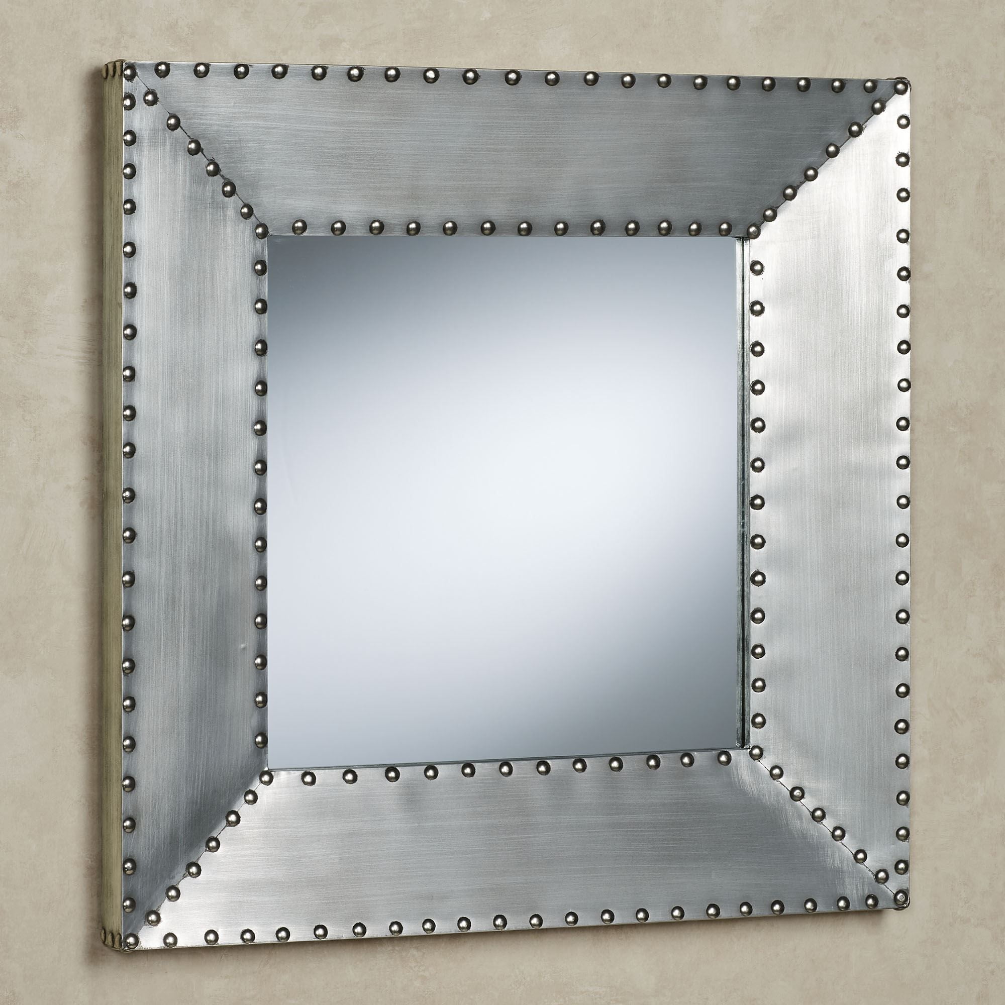Contemporary Decca Modern Wooden Wall Mirror with Nailhead Trim ...