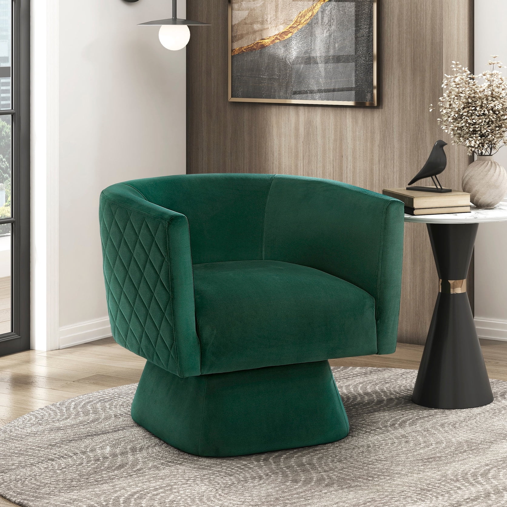 Contemporary Design Appeal - Diamond - Pattern Swivel Chair for Living ...