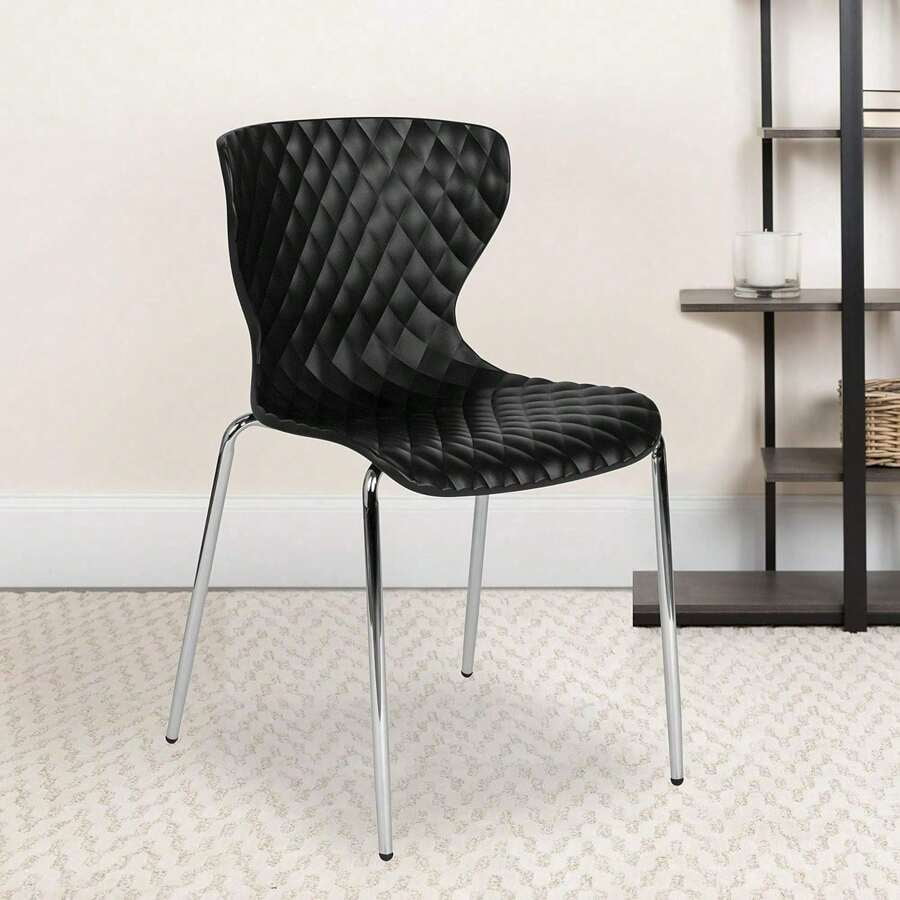 Contemporary Design Black Plastic Stack Chair - Walmart.com